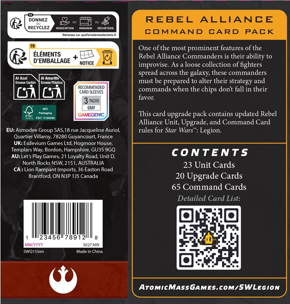 Star Wars: Legion 2.0 - Rebel Alliance - Command Card Pack