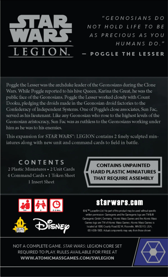 Star Wars Legion: Sun Fac and Poggle the Lesser - Commander and ...